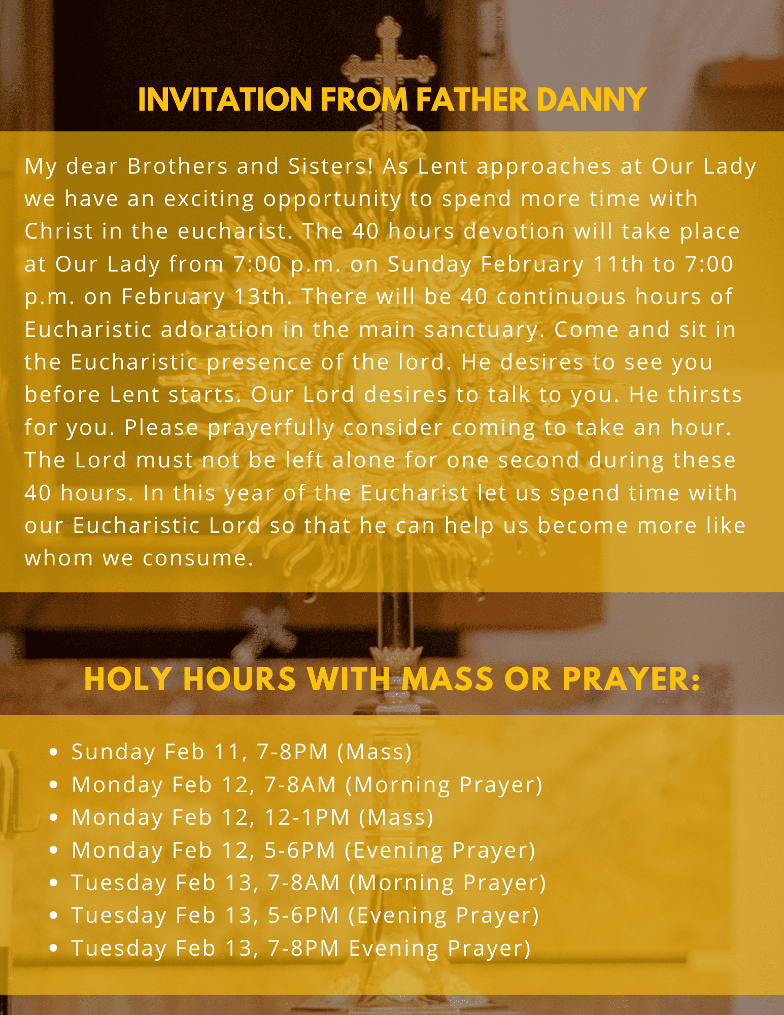 40 Hours Adoration Devotion – Our Lady of Consolation Parish